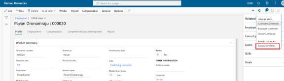 Using word templates in D365 Human Resources – PAVAN KUMAR DRONAMRAJU